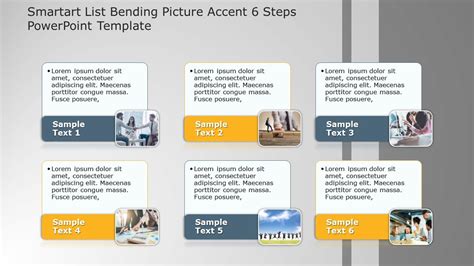Smartart List Bending Picture Accent 6 Steps Powerpoint Template