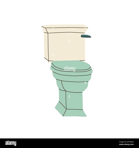 Green Toilet With White Cistern Vector Illustration Isolated On White Background Stock Vector