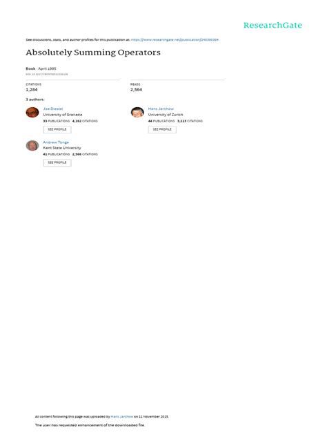 Absolutelysummingoperators Pdf Banach Space Functions And Mappings