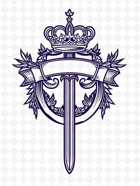 Png 튜더 로즈 프레임 아트 크론과 검 장식 경계 일러스트레이션 프레임 아르 장식 프리미엄 Ai 생성 Psd