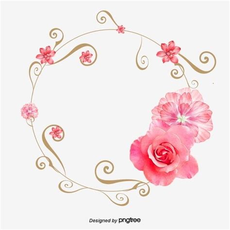 бледно розовый цветок границы кольцевой схеме декоративные узоры Png Кадр вектор кольцо