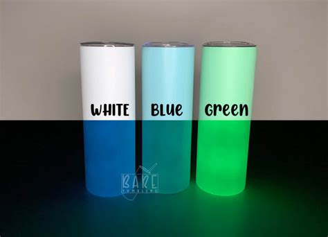 White Glow In The Dark Skinny Sublimation Tumbler Taperless Bare