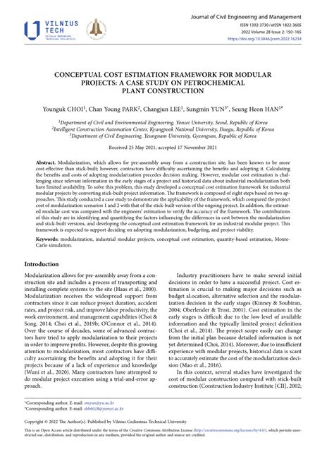 PDF Conceptual Cost Estimation Framework For Modular Projects A Case Study On Petrochemical