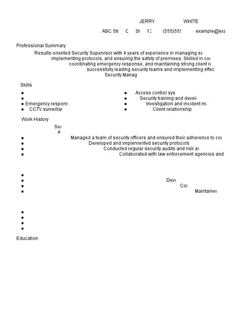 Supervisor Resume Resume Examples For Any Job Or Experience Level