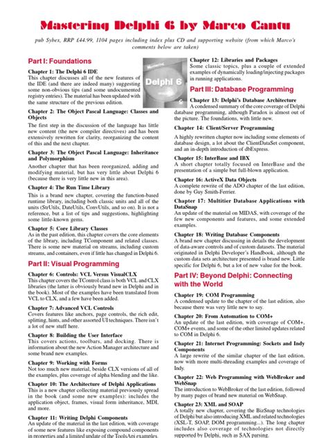 Mastering Delphi 6 A Comprehensive Guide To Enterprise Level Database