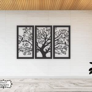 Tree Wall Art Vector Model Wall Decor Svg Dxf Files Tree Etsy