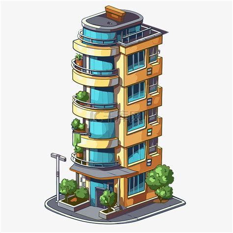公寓剪贴画等距插图公寓楼卡通 向量素材图片免费下载 千库网