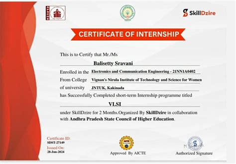 Sravani B On Linkedin Vlsi Internship Skilldzire