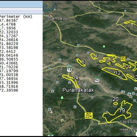 Areas Of Multiple Polygons In Notepad And Polygons Plotted Over Google