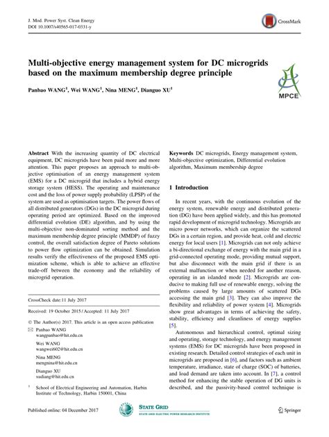 Pdf Multi Objective Energy Management System For Dc Microgrids Based
