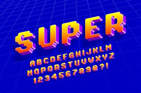 8비트 게임처럼 스타일화된 픽셀 벡터 알파벳 디자인 프리미엄 벡터