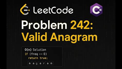 Leetcode 242 Valid Anagram C Solution Array Vs Dictionary Approach Youtube