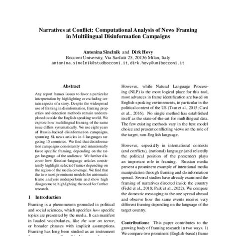 Narratives At Conflict Computational Analysis Of News Framing In Multilingual Disinformation