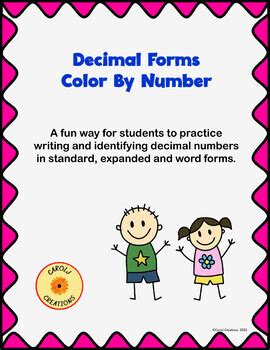 Decimal Place Value Standard Expanded Word Forms Color By Number And Easel
