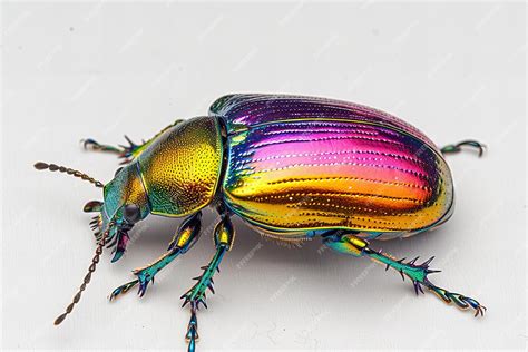 Premium Photo A Colorful Beetle With A Rainbow Colored Background