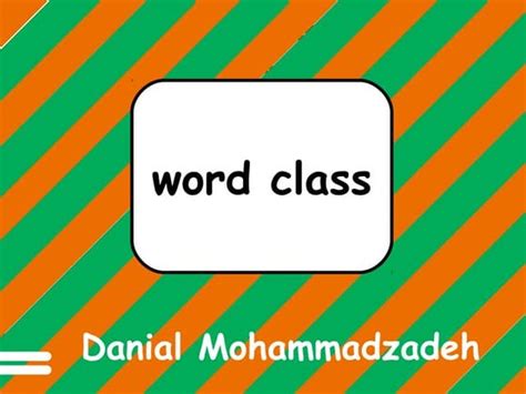 English Language Terminology Word Classes Ppt