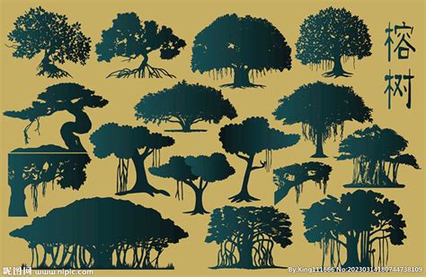 榕树矢量剪影合集设计图 树木树叶 生物世界 设计图库 昵图网
