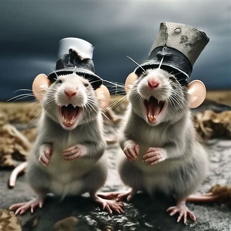 Smile You Are Being Filmed Two Funny Rats In Beautiful Hats Are