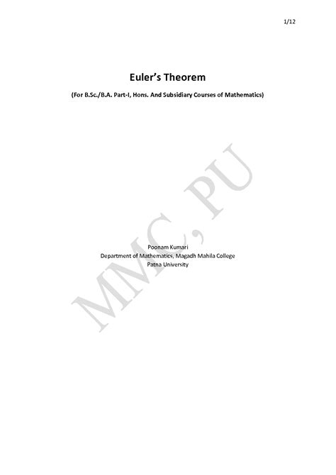 Solution Eulers Theorem Studypool