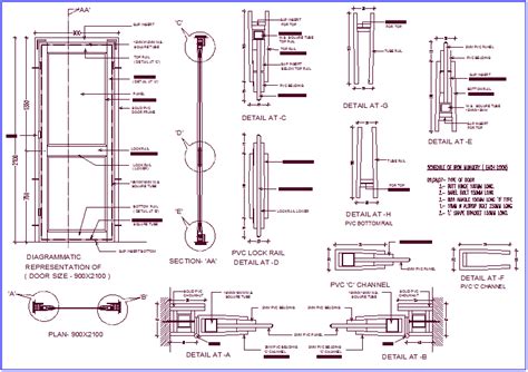 PVC Door Design With Section View Dwg File Cadbull