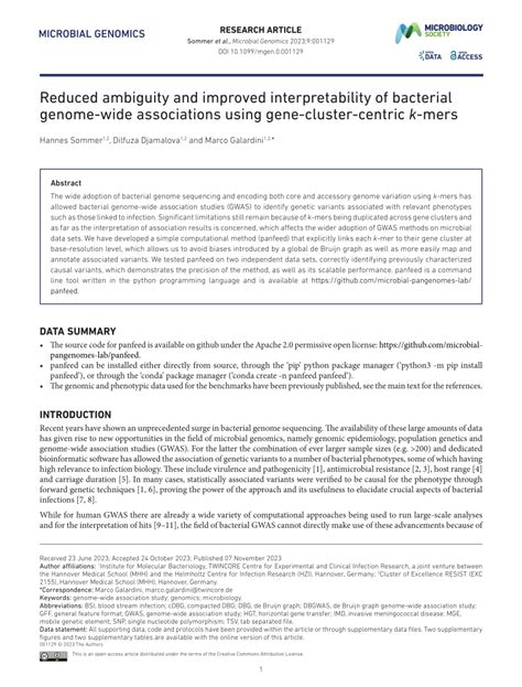 Pdf Reduced Ambiguity And Improved Interpretability Of Bacterial Genome Wide Associations