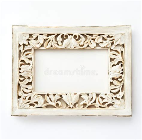A Classical White Frame With A Textured Pattern Designed In A Vintage Rectangular Style Stock