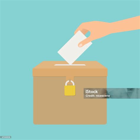 인간의 손을 투표 상자에 투표 용지를 넣어 벡터 일러스트 레이 션 평면 디자인 선거 개념입니다 Referendum에 대한 스톡 벡터 아트 및 기타 이미지 Istock