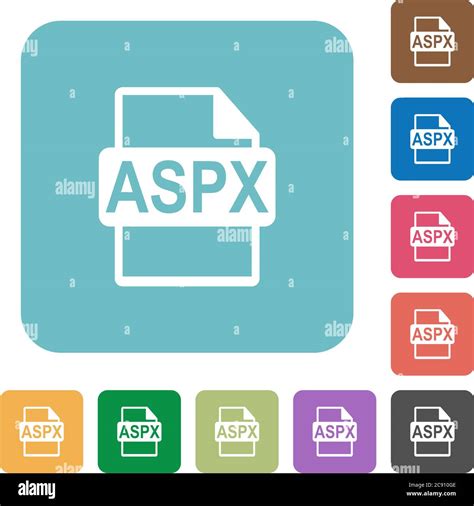 ASPX File Format White Flat Icons On Color Rounded Square Backgrounds Stock Vector Image Art