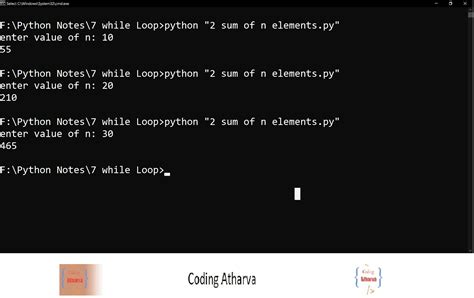32 Program To Find Sum Of First N Nos Using While Loop In Python ~ Coding Atharva