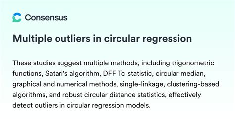Multiple Outliers In Circular Regression Consensus Academic Search Engine
