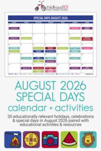 August 2026 Holidays And Celebrations For The Classroom Calendar