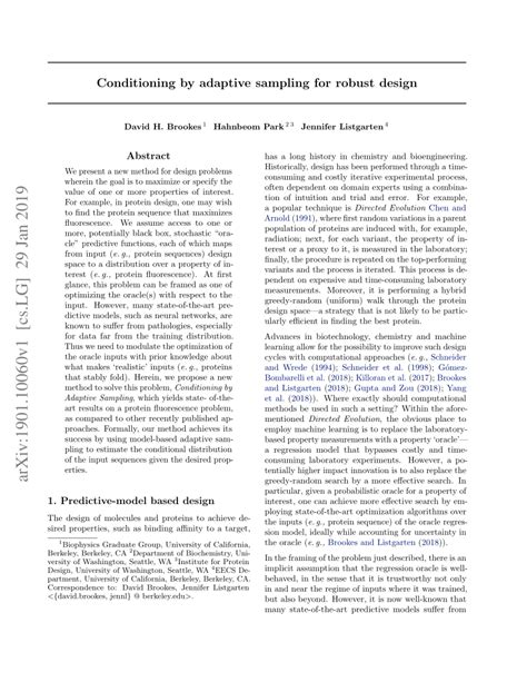 Pdf Conditioning By Adaptive Sampling For Robust Design