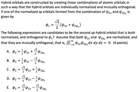 Solved Hybrid Orbitals Are Constructed By Creating Linear
