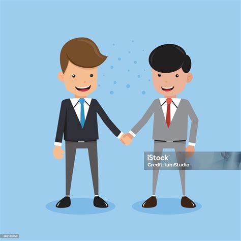 두 벌 악수 거래 협력에서 사업입니다 컨셉 비즈니스 벡터 일러스트 레이 션 플랫 스타일입니다 개념과 주제에 대한 스톡 벡터 아트 및 기타 이미지 Istock