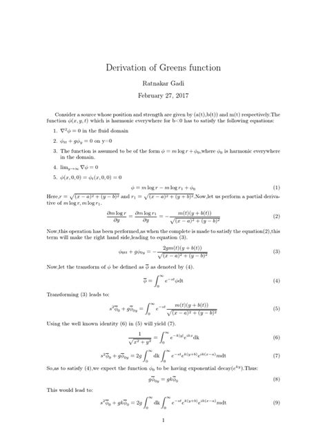 Derivation Greens Function Pdf Greens Function Differential Calculus