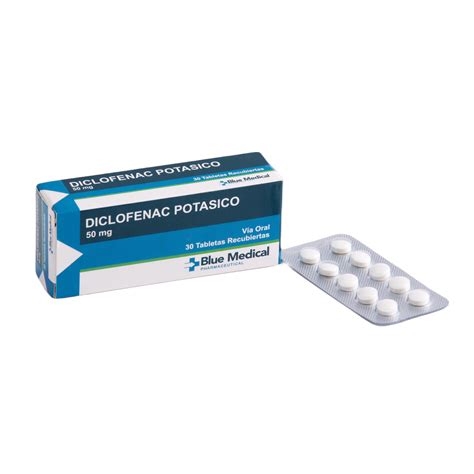 Diclofenac PotÁsico 50mg X 30 Tabletas Blue Medical Pharmaceutical