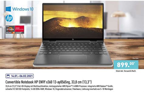 Convertible Notebook Hp Envy X360 13-ay0565ng, 13.3" Angebot bei ALDI ...