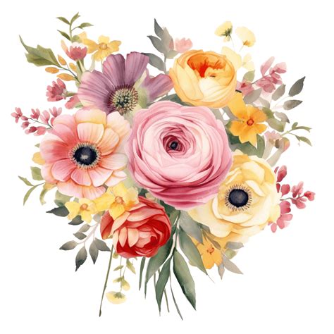 꽃 꽃다발 수채화 클립 아트 Ai 생성 꽃 꽃다발 파스텔 Png 일러스트 및 이미지 에 대한 무료 다운로드 Pngtree
