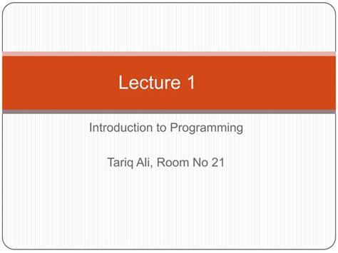 Programming Fundamentals Lecture 1 0f C Ppt
