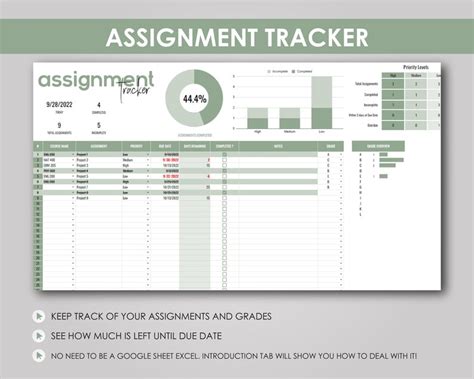 assignment tracker grade tracker assignment planner homework tracker