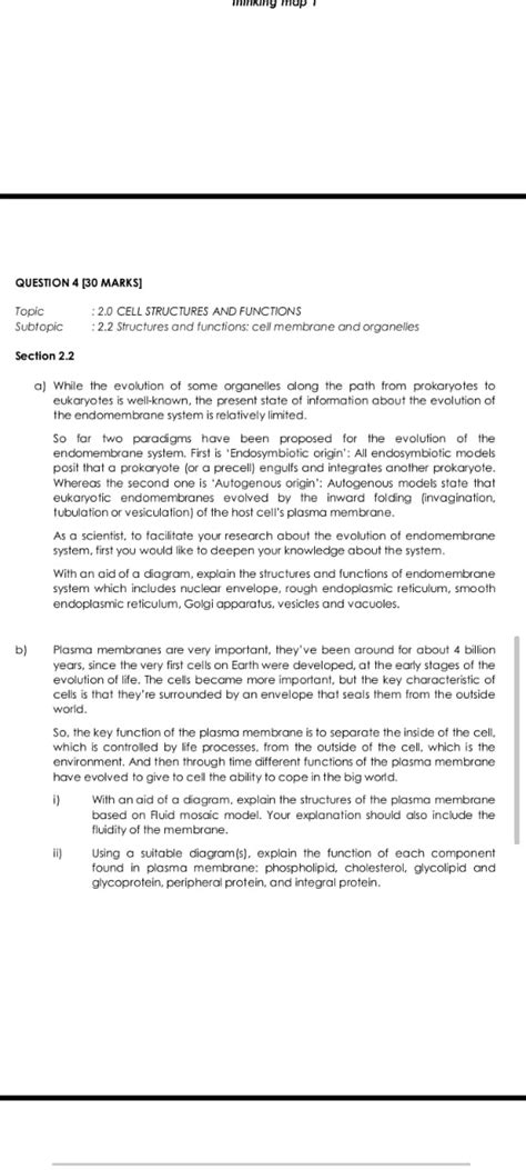 QUESTION 4 30 MARKS Topic 20 CELL STRUCTURES StudyX
