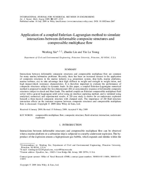 Pdf Application Of A Coupled Eulerianâ Lagrangian Method To Simulate Interactions Between