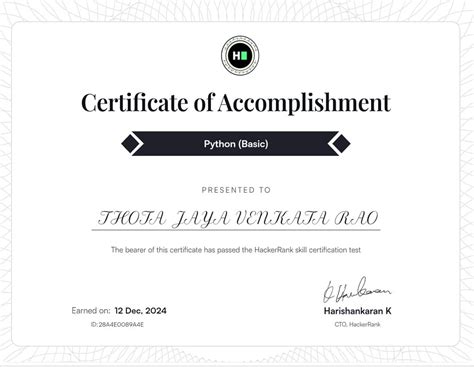 Jaya Venkata Rao Thota On Linkedin Python Programming Certification