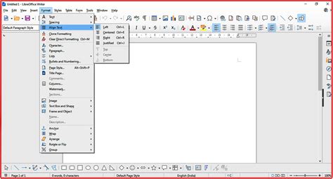 Libre Office Writer Format Menu