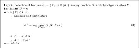 Pseudo Code For Search Selecting Features Using A Greedy Algorithm That