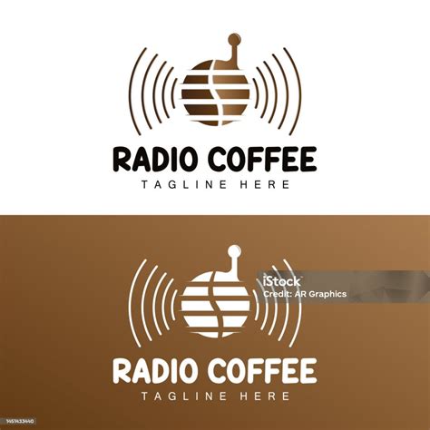 커피 라디오 로고 팟 캐스트 라디오 디자인 커피 아이콘 커피 카페 로고 제품 브랜드 벡터 갈색에 대한 스톡 벡터 아트 및 기타