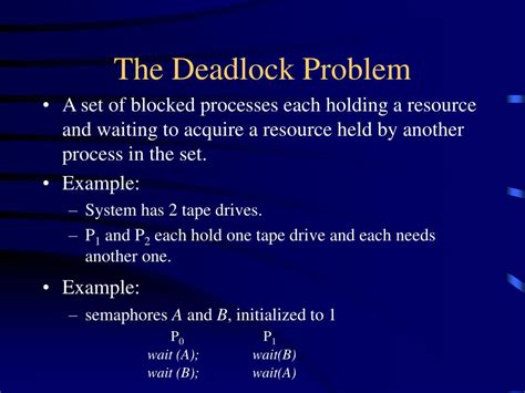 Ppt The Deadlock Problem Powerpoint Presentation Free Download Id 1723810