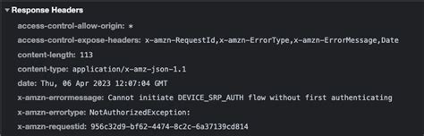 notauthorizedexception cannot initiate device srp auth flow without first authenticating