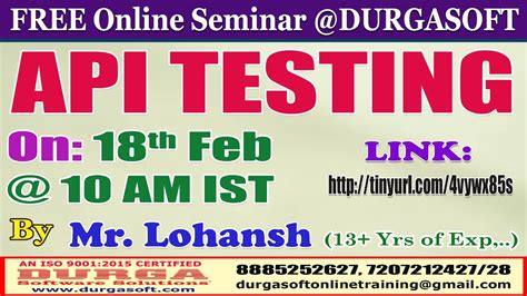 Api Testing Free Seminar Online Training Durgasoft Youtube
