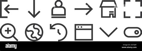 12 Set Of Linear User Interface Icons Thin Outline Icons Such As Toggle Website Globe Store